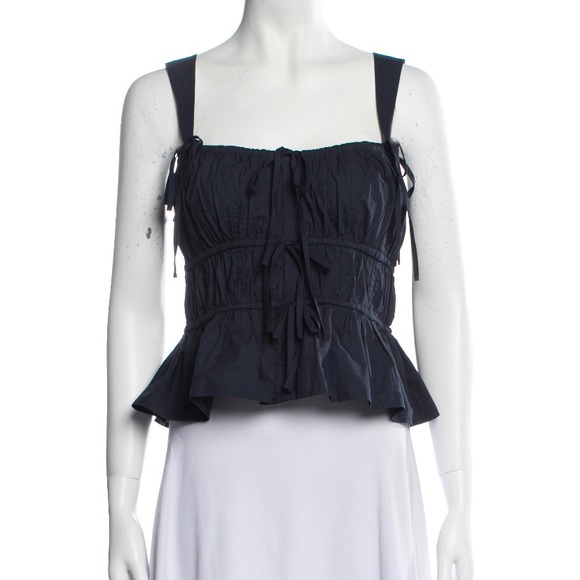 Tops | Iso Ulla Johnson Lulu Ruched Crop Top Ribbon Bow | Poshmark